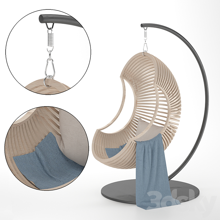Wooden Hanging Chair - Arm chair - 3D model