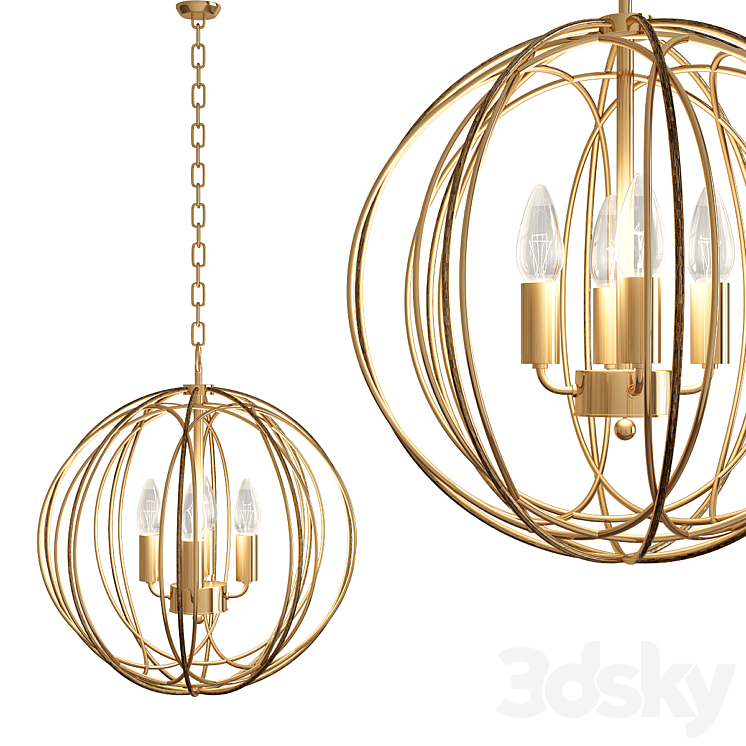Lovedima Modern Chic Gold Sphere 3 Lights - Pendant light - 3D model