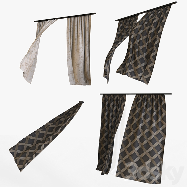 Curtain in wind - Curtain - 3D model