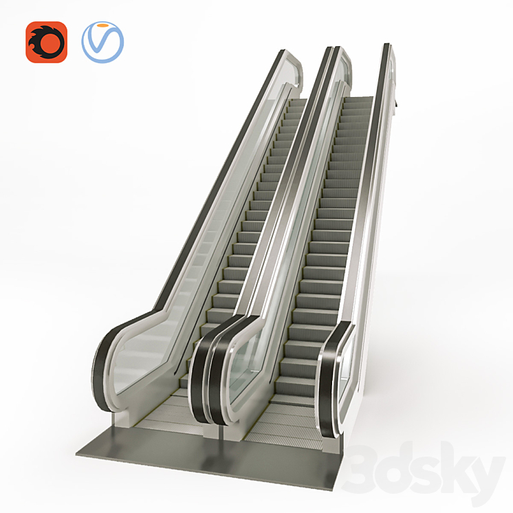 Animated & Flexible Escalator - Staircase - 3D model