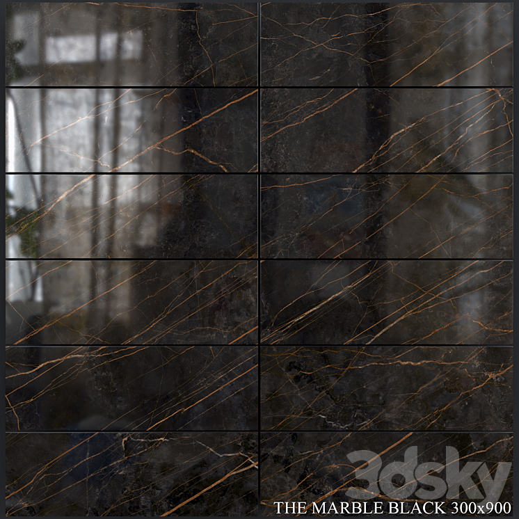 Yurtbay Seramik The Marble Black 300x900 - Tile - 3D model