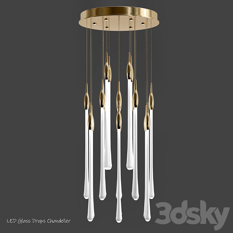 LED Glass Drops Chandelier - Pendant light - 3D model