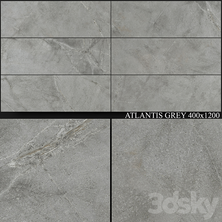 ABK Atlantis Grey 400x1200 - Tile - 3D model