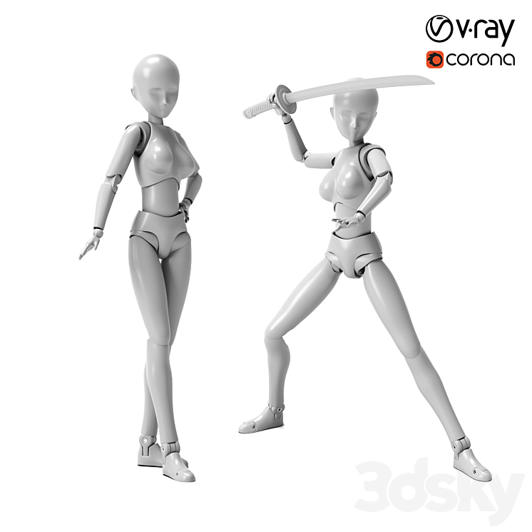SHFiguarts SHF Body chan DX - standing and Katana fighting - Toy - 3D model