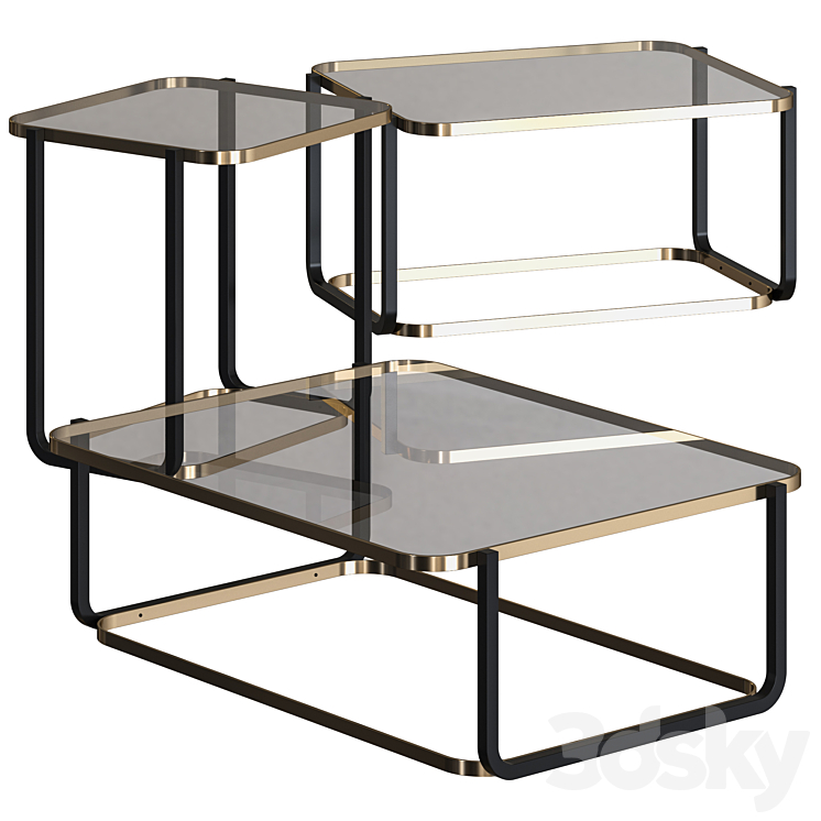 Wiener GTV Design Duet Glass Coffee Tables - Table - 3D model
