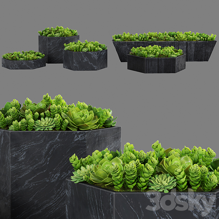 Rh black marble trough - Outdoor - 3D model