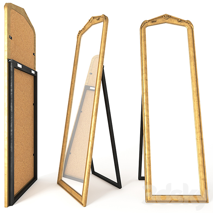Gold standing mirror - Mirror - 3D model