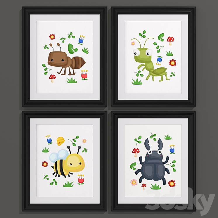 Happy bugs set - Frame - 3D model