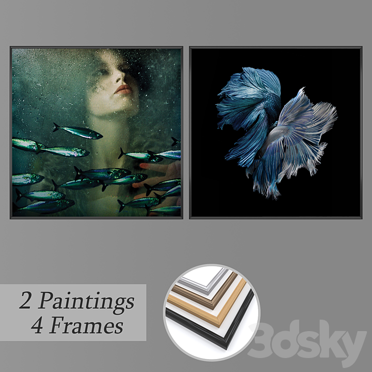 Set of wall paintings No 897 - Frame - 3D model