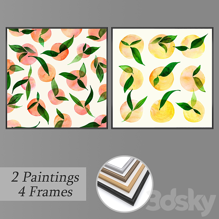 Set of wall paintings No 933 - Frame - 3D model