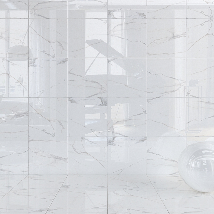 Wall Tiles Royal Marble White Set 4 - Tile - 3D model