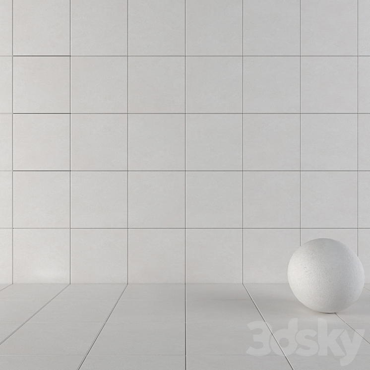Concrete Wall Tiles Basalt White Set 1 - Tile - 3D model