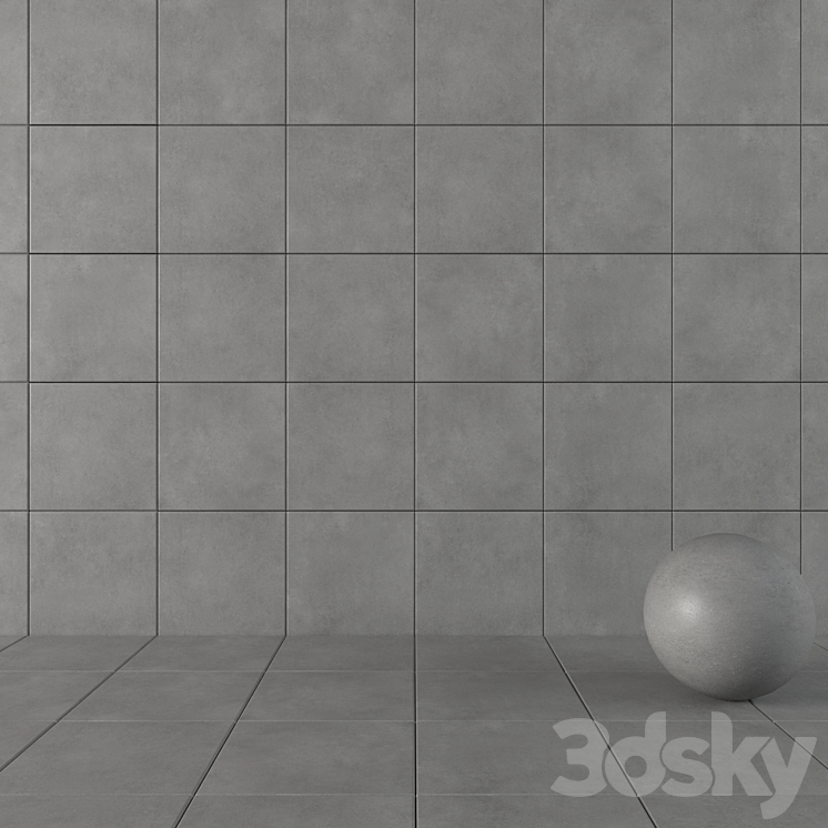 Concrete Wall Tiles Core Anthracite - Tile - 3D model