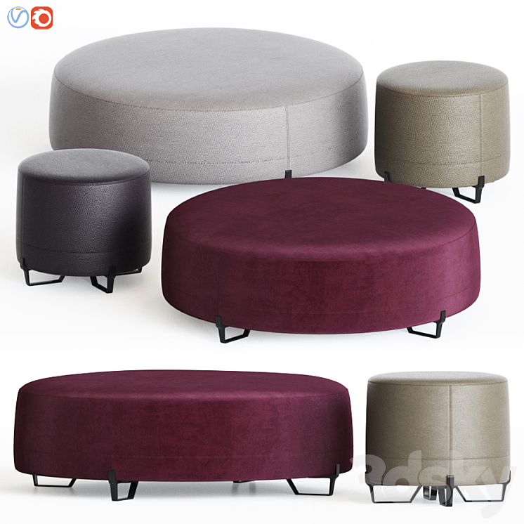 New York Round Poufs Poliform - Other soft seating - 3D model