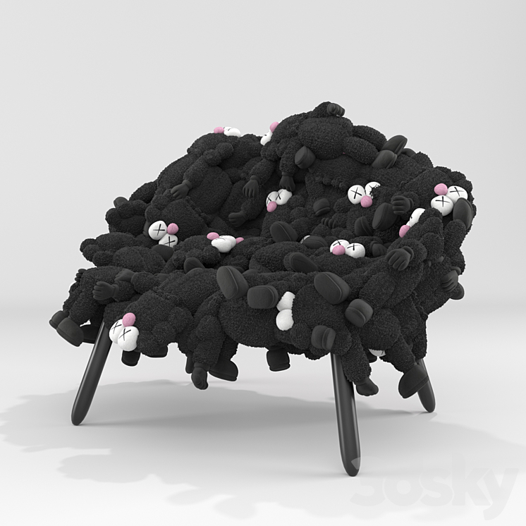 KAWS and Estudio Campana KAWS Chair Black - Chair - 3D model