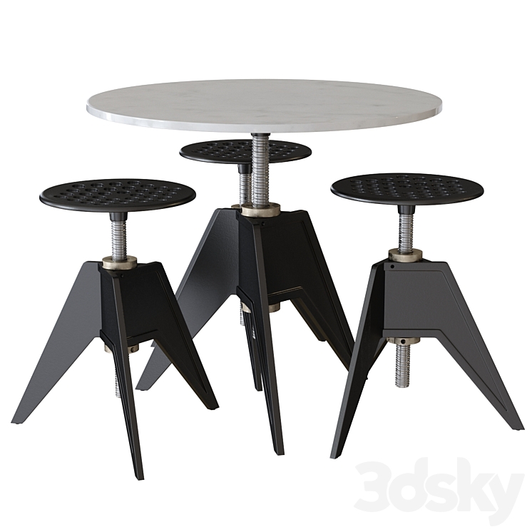 Screw Stool and Screw Table by Tom Dixon - Table + Chair - 3D model