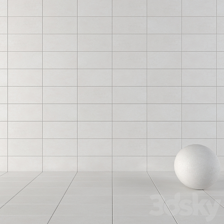 Concrete Wall Tiles Basalt White Set 2 - Tile - 3D model