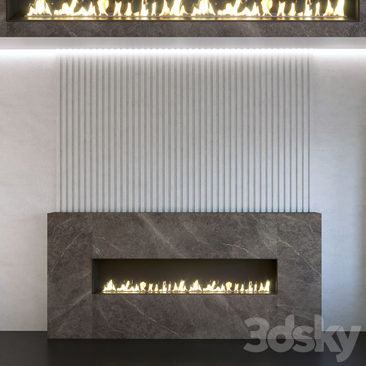 Wall Panel 111. Fireplace - Fireplace - 3D model