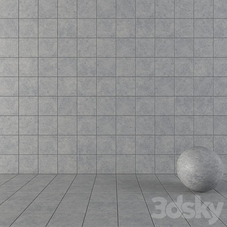 Concrete Wall Tiles Wind Gray Set 1 - Tile - 3D model
