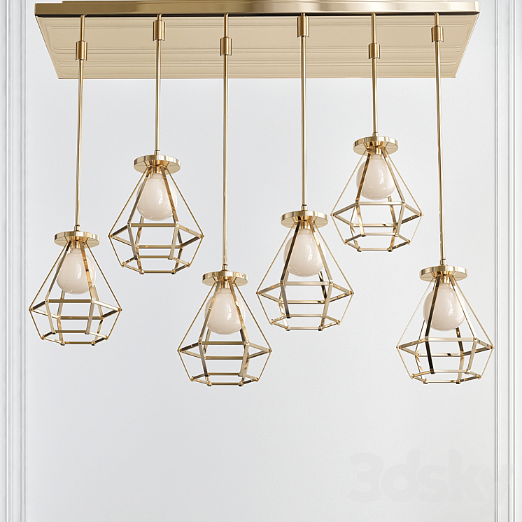 Diamond Gold Geometry Hanging Pendant Light - Pendant light - 3D model