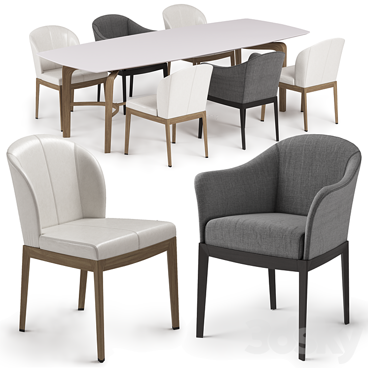 Giorgetti Normal Chairs and Blade Table - Table + Chair - 3D model