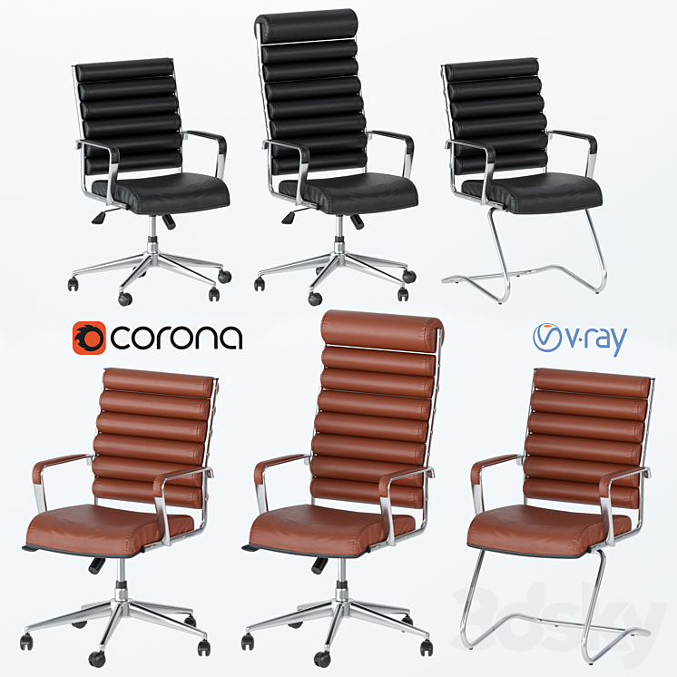 Office chair set - Office furniture - 3D model
