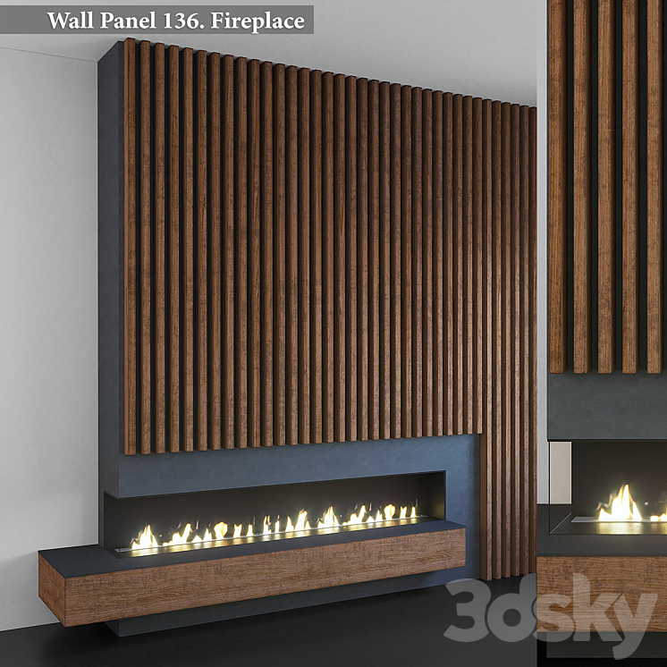 Wall Panel 136. Fireplace - Fireplace - 3D model