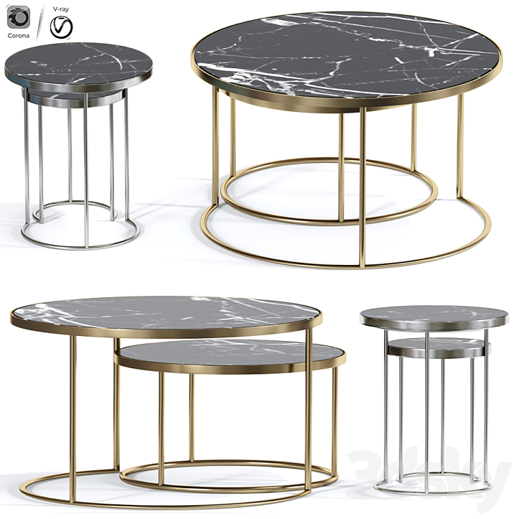 Modern Mars Nesting Console Table - Table - 3D model
