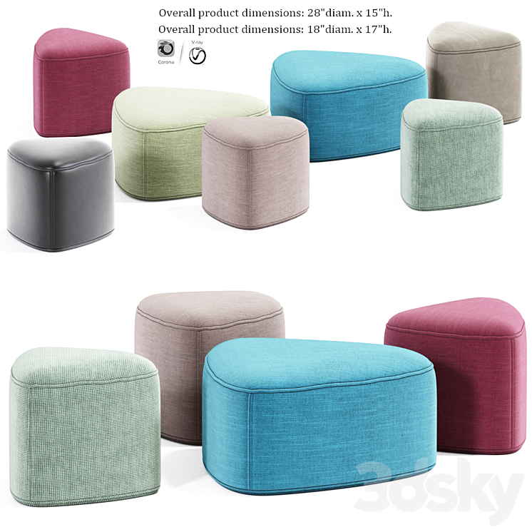 Pebble ottoman collection - Other soft seating - 3D model