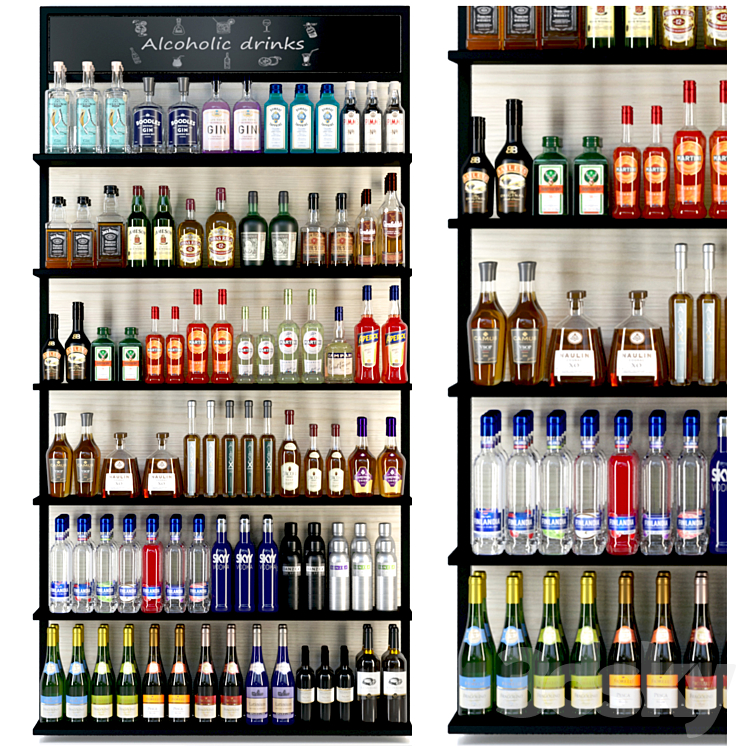 Showcase with alcohol in a supermarket. Alcohol 8 - Restaurant - 3D model
