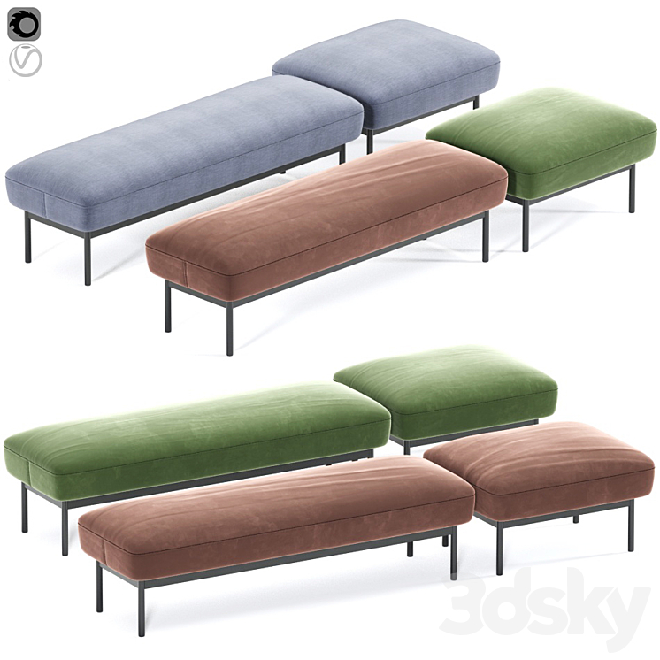 Puff Puff Bench by Blu Dot - Other soft seating - 3D model