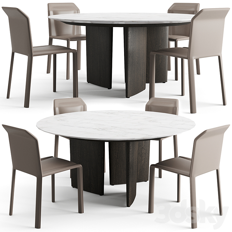 MisuraEmme Dining Ala Table And Brera Chair - Table + Chair - 3D model