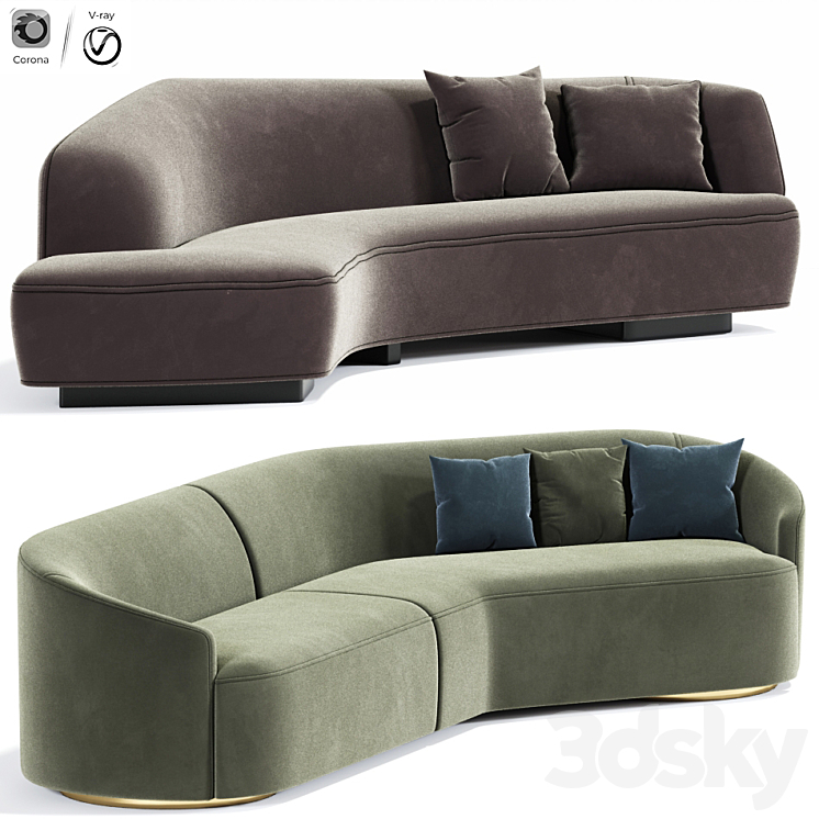 Korduda Sofa And Vladimir Kagan Sofa - Sofa - 3D model