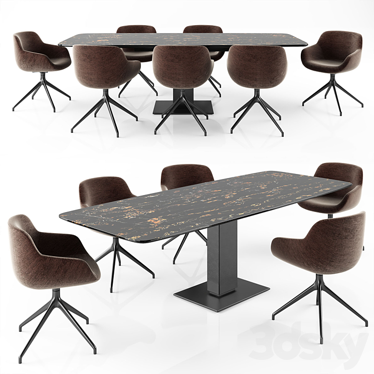 Calligaris Echo Table_Elle Armchair - Table + Chair - 3D model