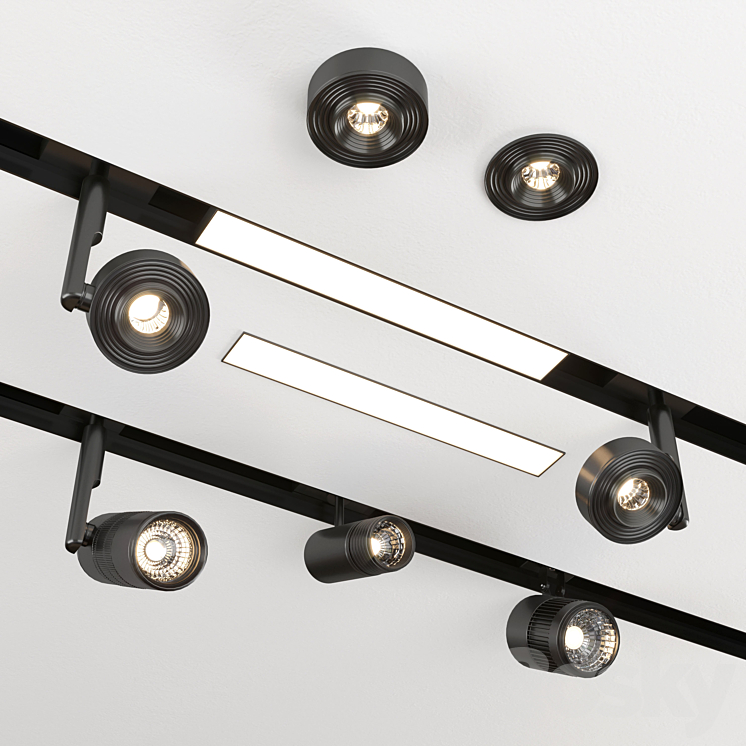 Spot light set 01 - Technical lighting - 3D model
