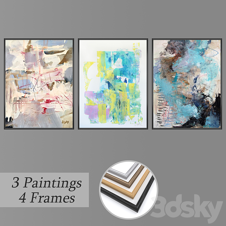 Set of wall paintings No 2310 - Frame - 3D model