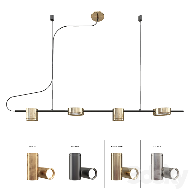 Modern track light-01 - Pendant light - 3D model