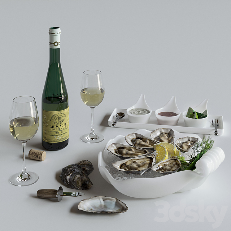 Oysters on a platter - Food and drinks - 3D model