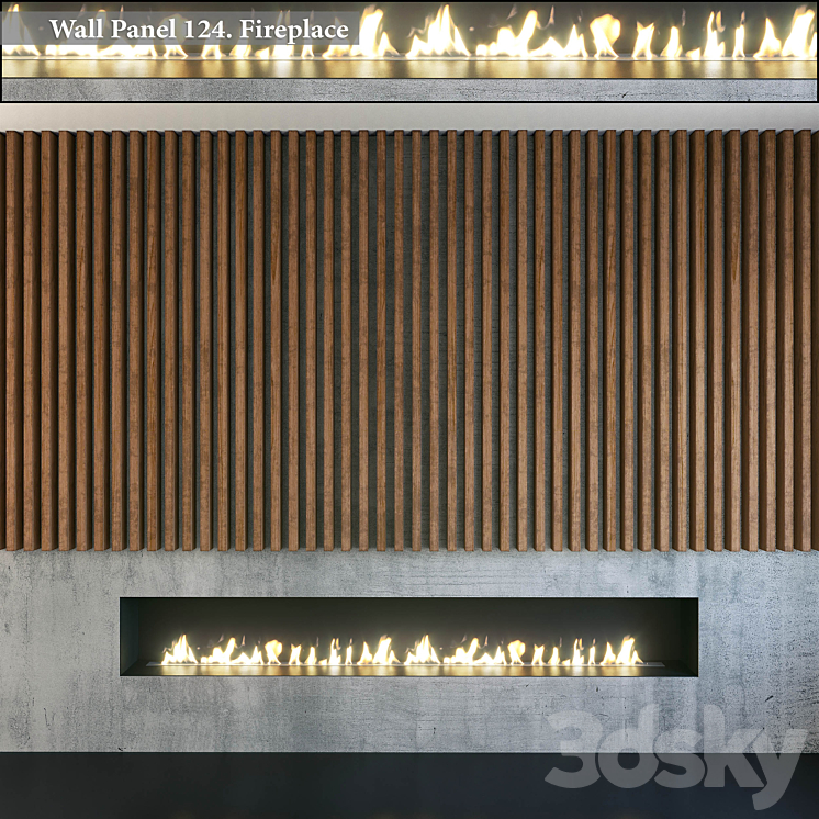 Wall Panel 124. Fireplace - Fireplace - 3D model