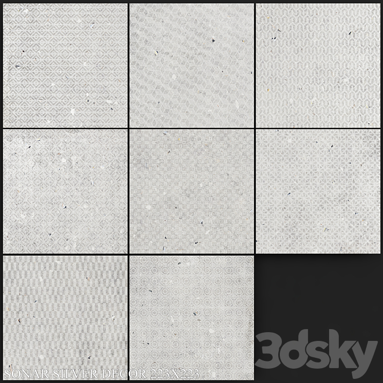 Peronda Sonar Silver Decor 223x223 - Tile - 3D model