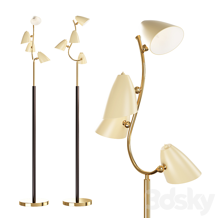 Italian Floor Lamp with Four Individual Shades - Floor lamp - 3D model