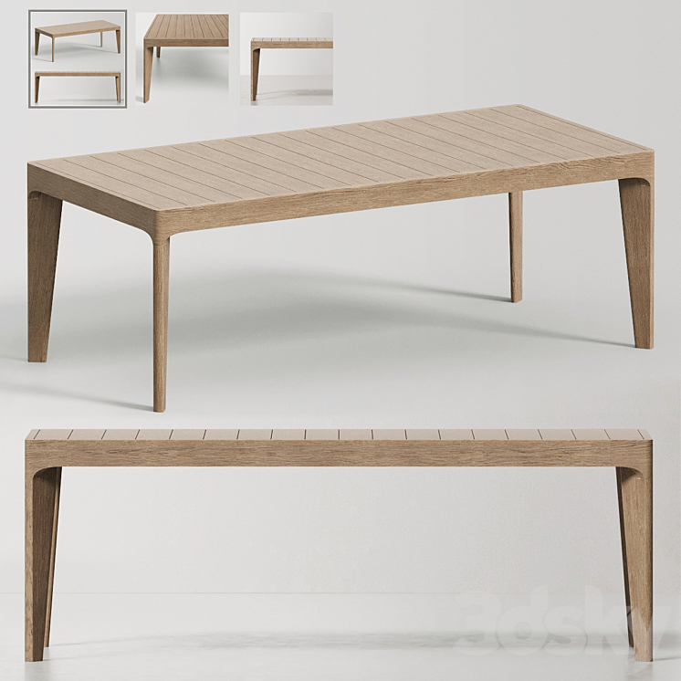 RH / MALTA TEAK DINING TABLE - Table - 3D model