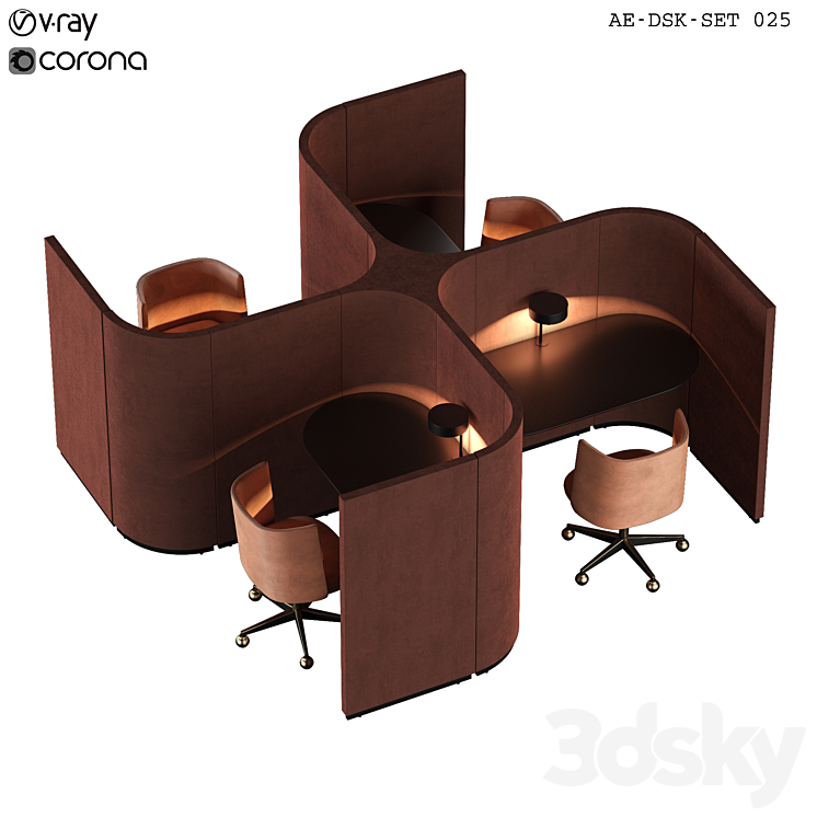 AE-DSK-SET 025 - Office furniture - 3D model