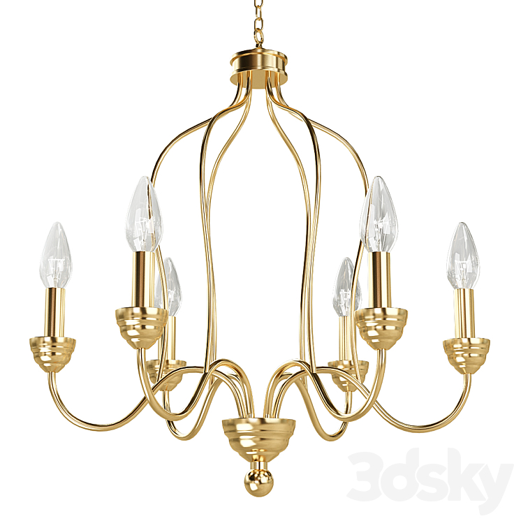 Feiss 5-Light Chandelier, Chalk Washed Beachwood - Pendant light - 3D model