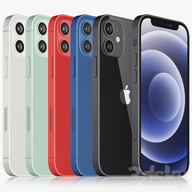 iPhone 12 mini all colors - Phones - 3D model