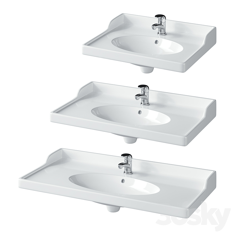 RATTVIKEN washbasin in 3 sizes, faucet OLSKAR, IKEA - Wash basin - 3D model