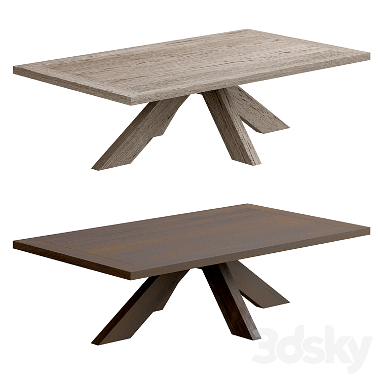 RH Modern 1960s French x-base coffee table - Table - 3D model