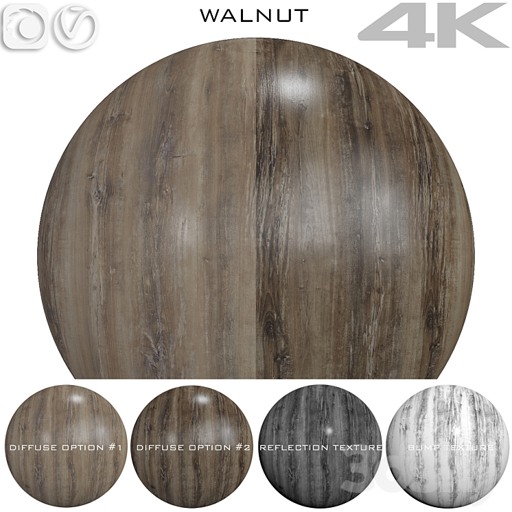 Seamless texture - Walnut 15 - Wood - 3D model
