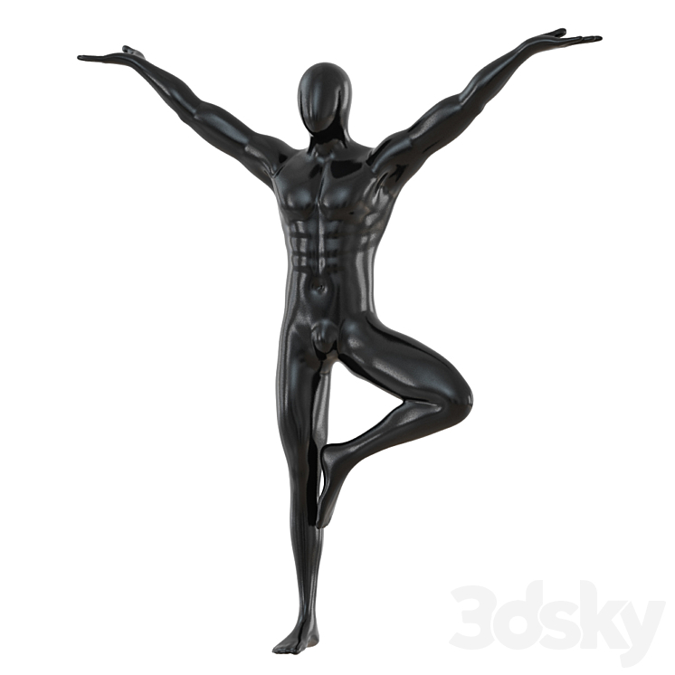 Male abstract mannequin stands in yoga pose 111 - Shop - 3D model