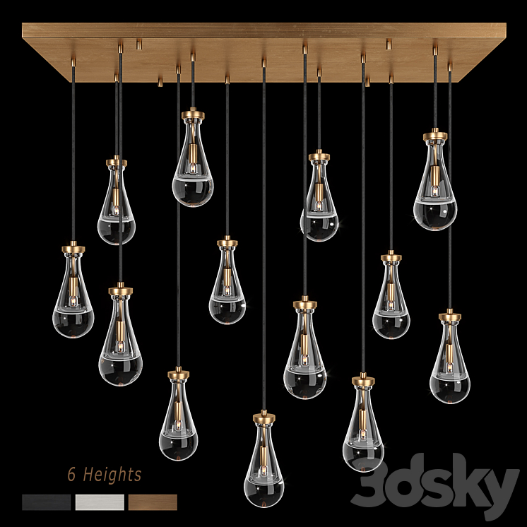 RH Rain Linear Chandelier 54 - Pendant light - 3D model